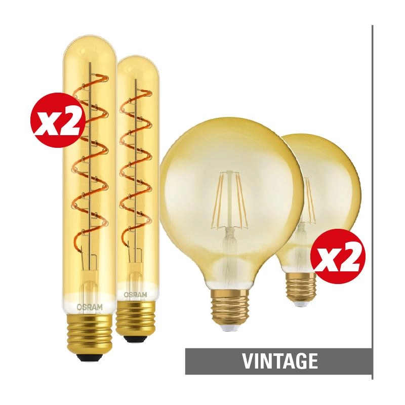 Pack de lámparas LED Vintage 2 de 5W + 2 de 7W Globo dimerizables ...